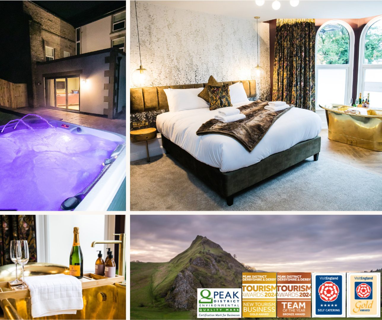 The Buxton Suite Brass Bath, Hot Tub - Muse Escapes